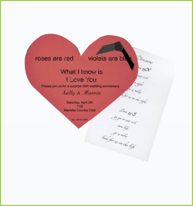 Red Heart w/black ribbon tag invitation by Stevie Streck
